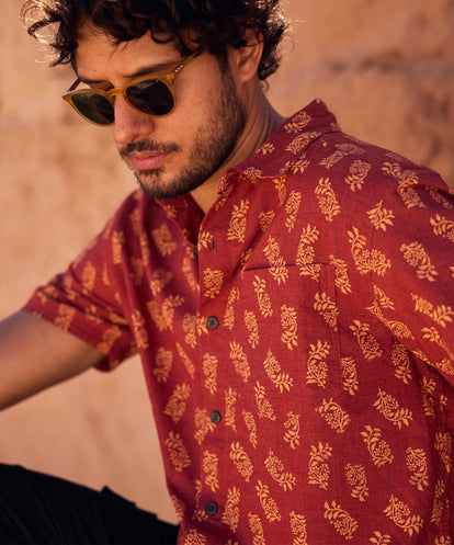 Mens Indi Floral Shortsleeve Shirt Clay Red | Sherpa Adventure Gear