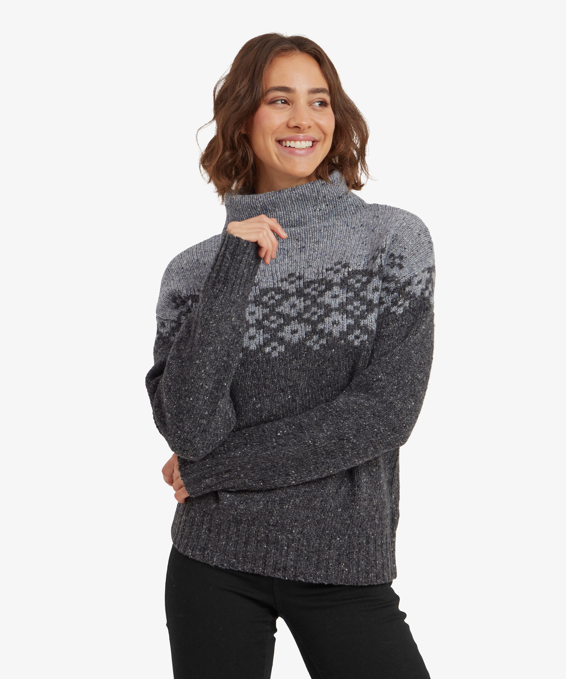 Women's Mandari Mock Neck Sweater Gray | Sherpa Adventure Gear